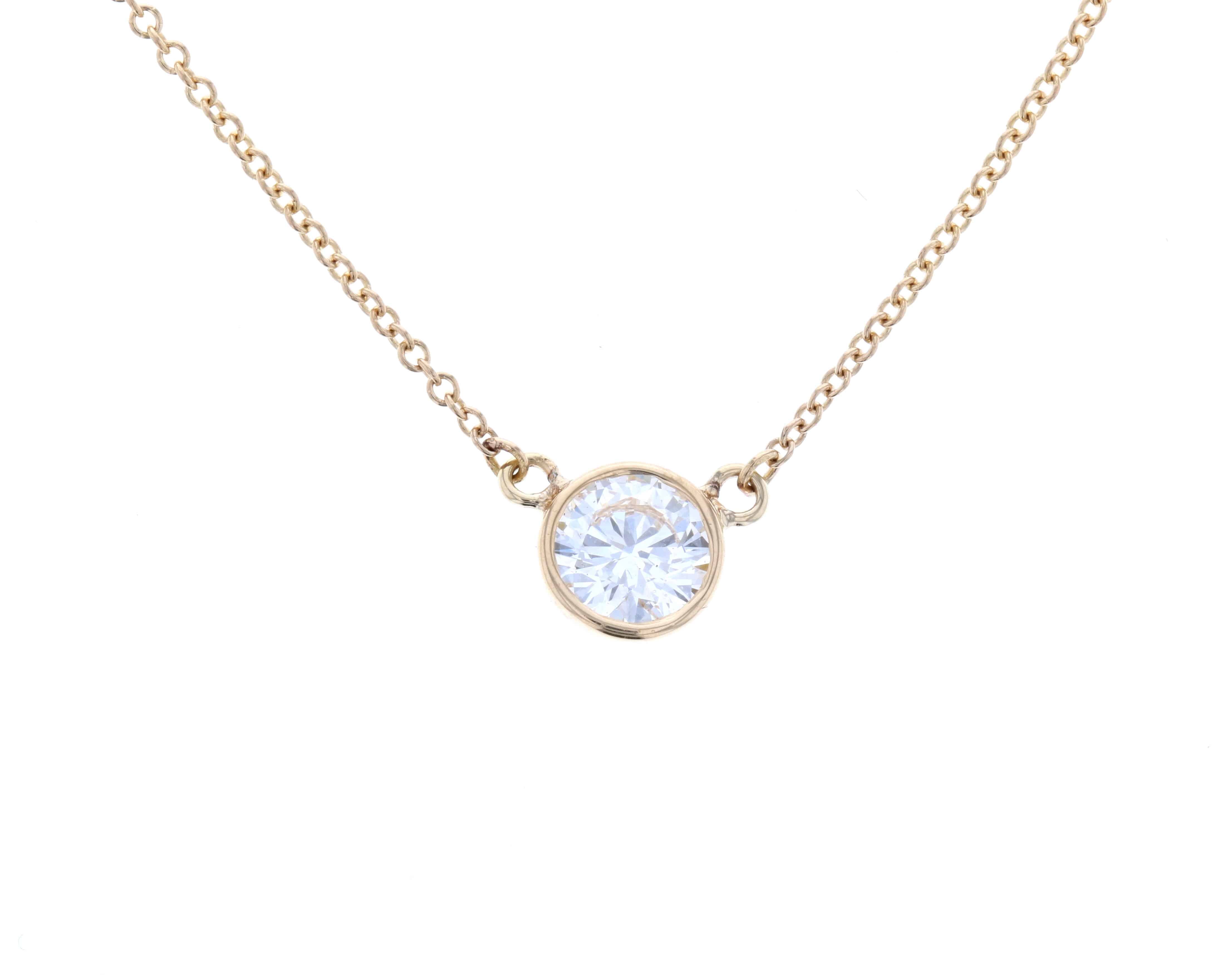 Bezel Set Diamond Necklace with Gold Chain – Concierge Diamonds