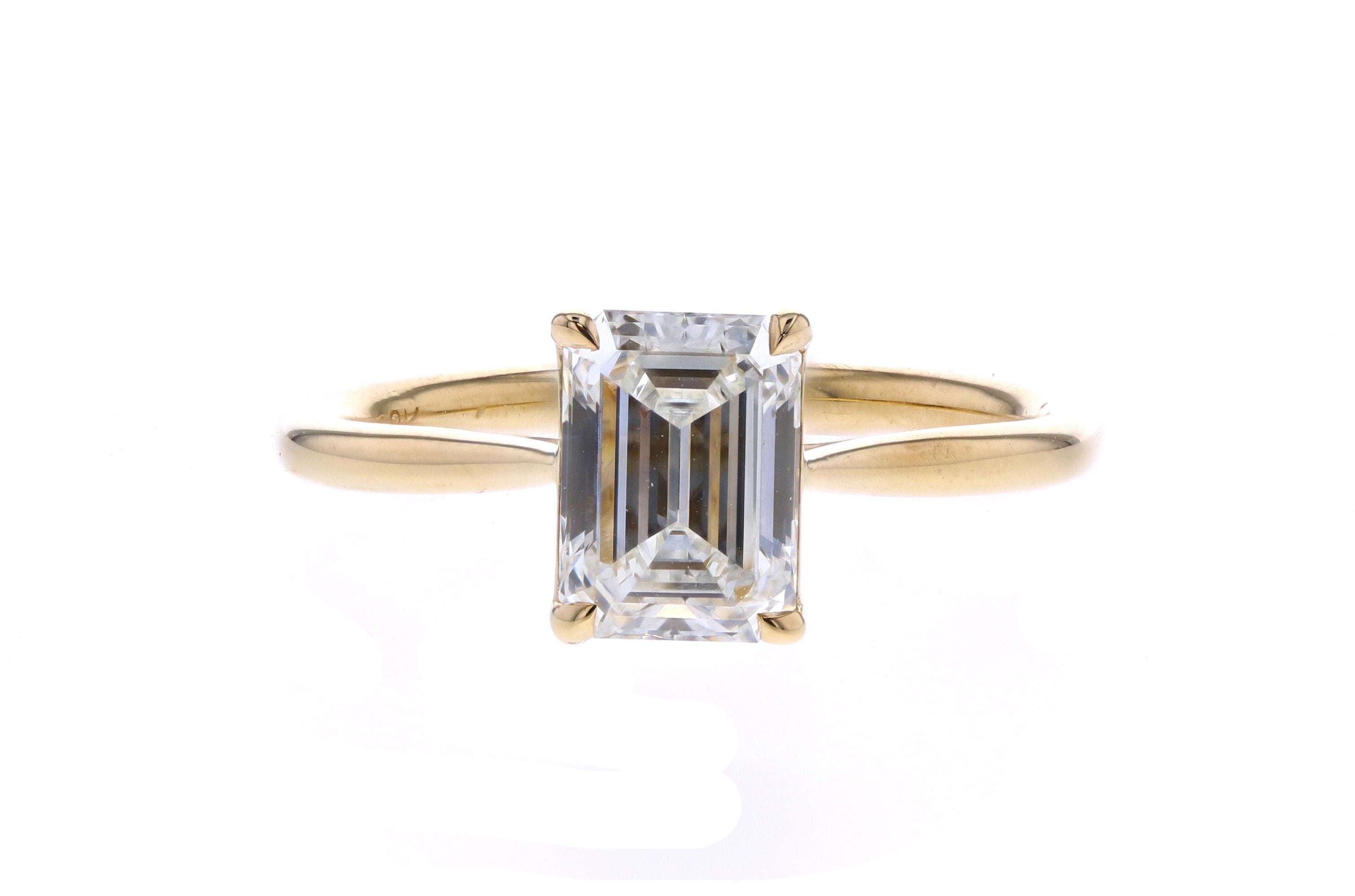Emerald Cut Diamond Engagement Ring Solitaire In Yellow Gold ...